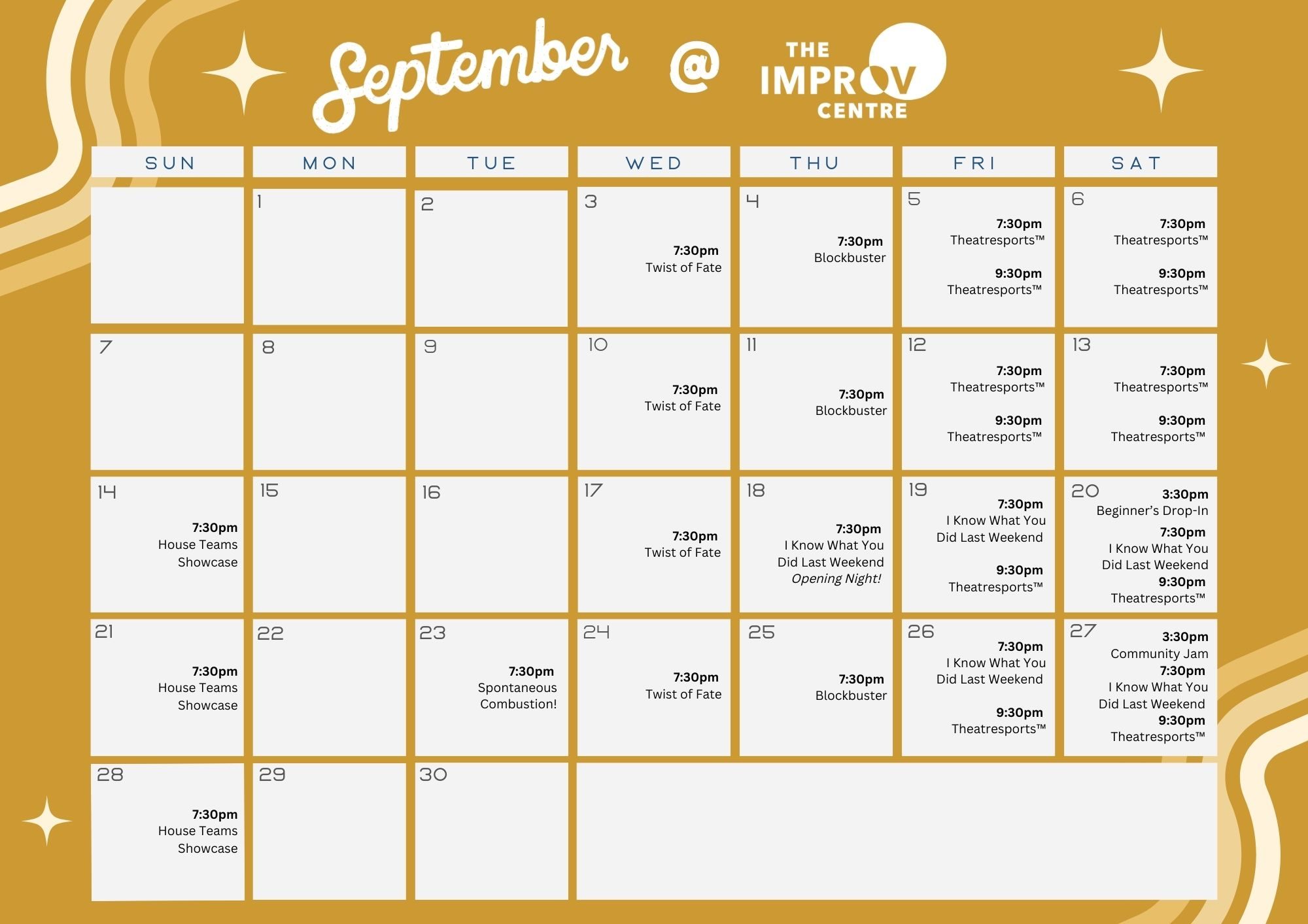 Monthly Calendar - The Improv Centre
